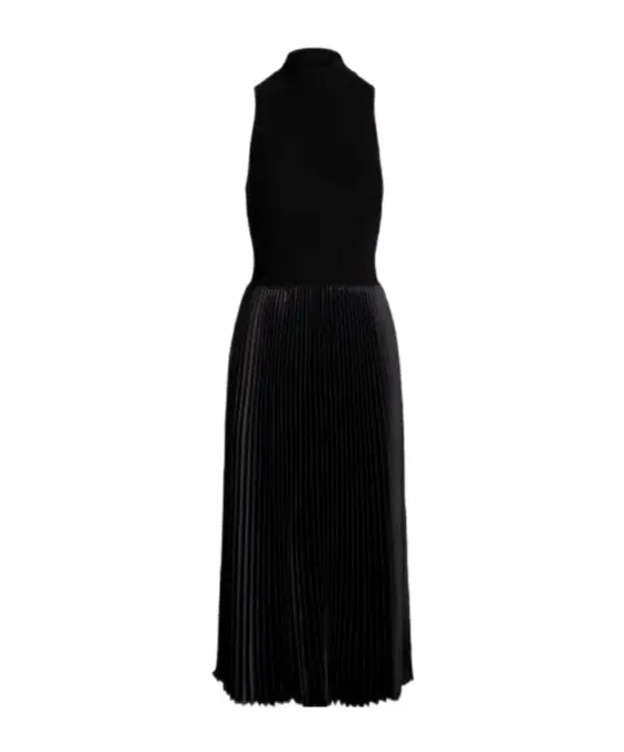 Polo Ralph Lauren High Neck Pleated Midi Dress