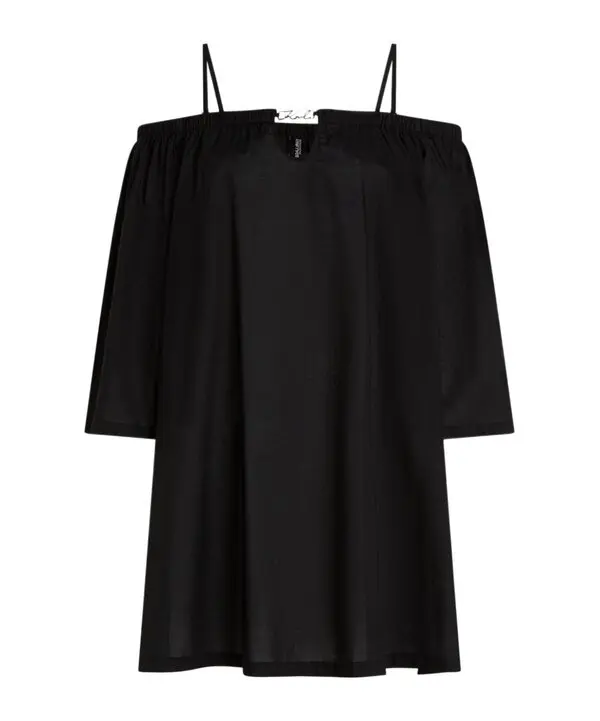 Karl Lagerfeld Signature Plaque Off-the-shoulder Mini Dress - Black