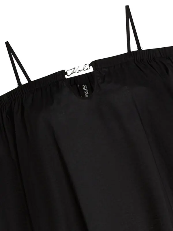 Karl Lagerfeld Signature Plaque Off-the-shoulder Mini Dress