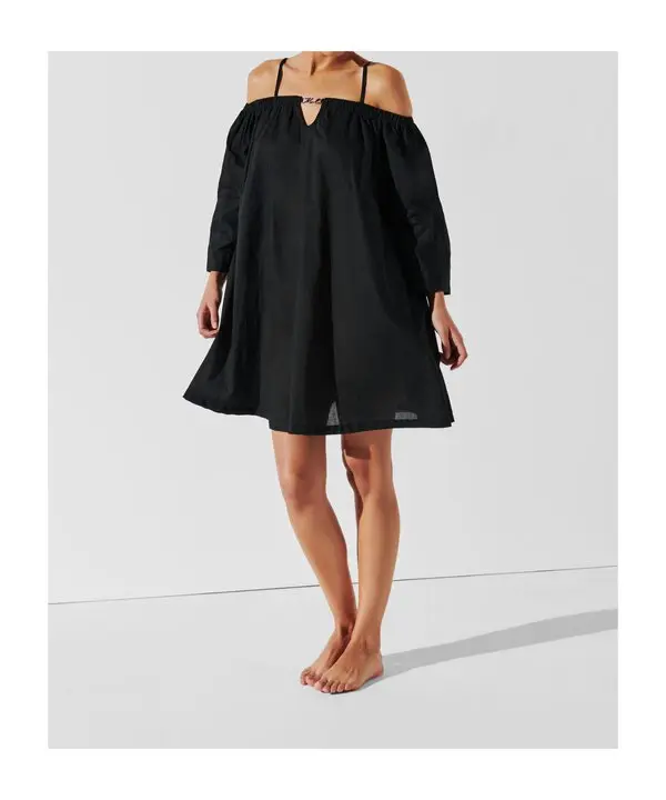 Karl Lagerfeld Signature Plaque Off-the-shoulder Mini Dress