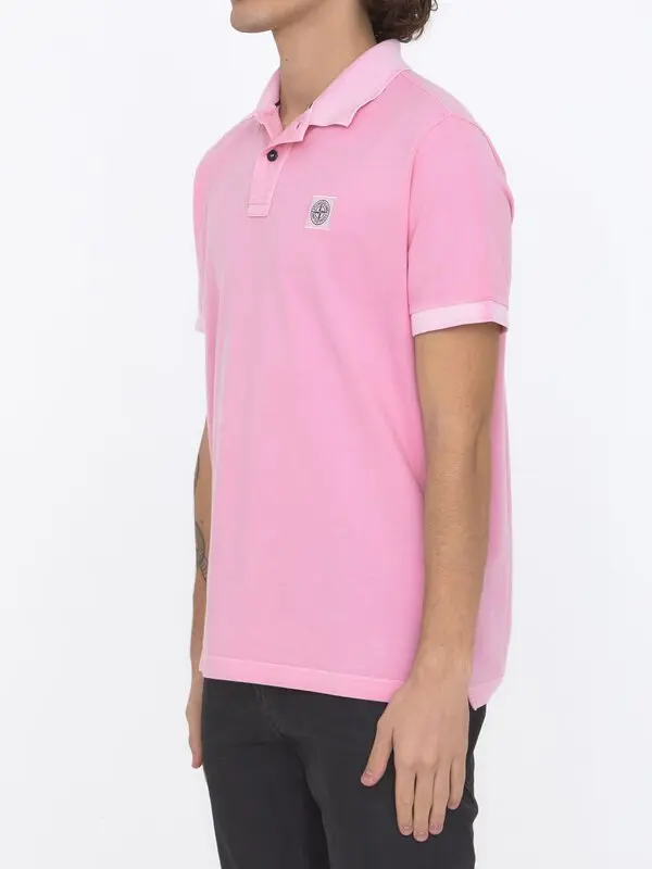 Stone Island Logo-patch Detail Polo Shirt - Pink