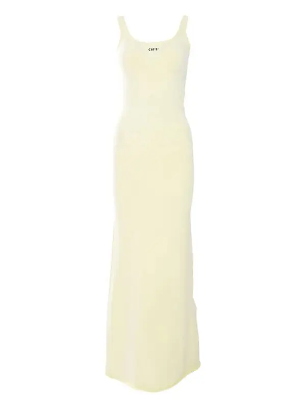 Off-White Sleeveless Logo Maxi Dress - White