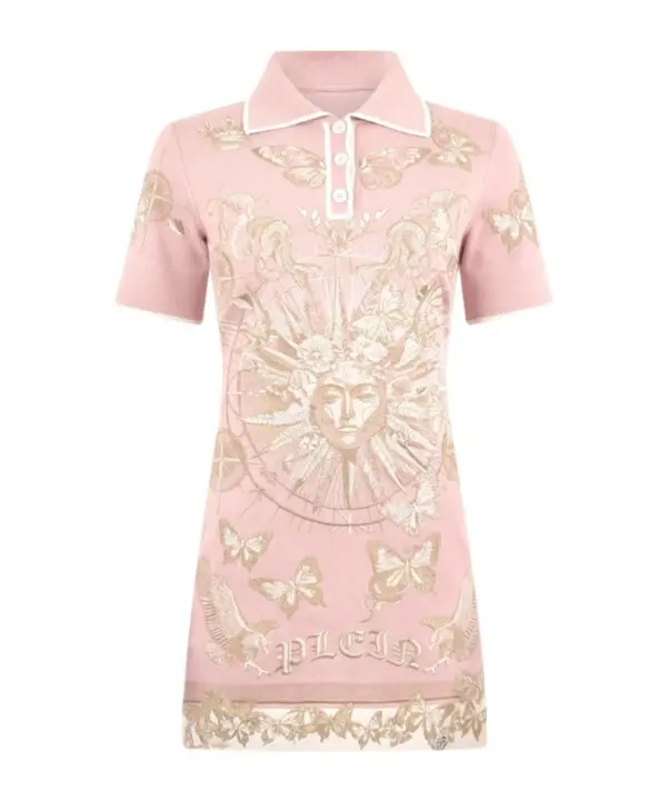 Philipp Plein Embroidered Butterfly Collared Mini Dress