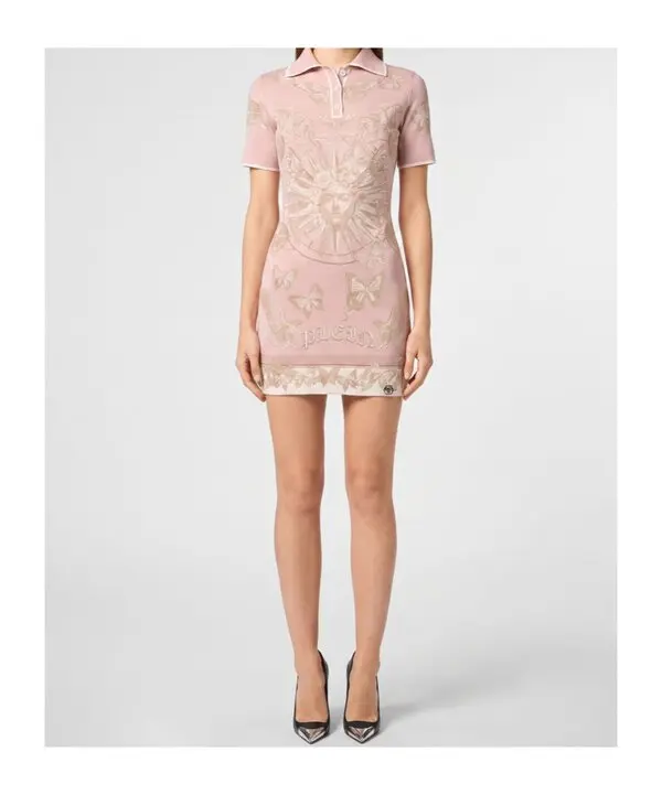 Philipp Plein Embroidered Butterfly Collared Mini Dress