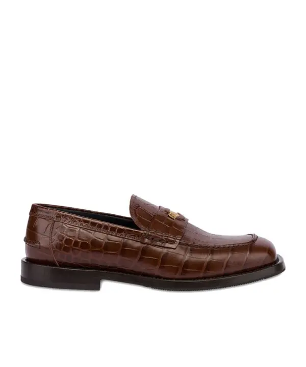 Moschino Croc-embossed Loafers - Brown