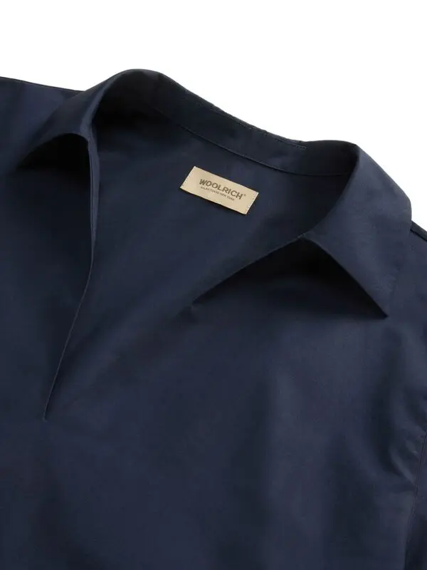 Woolrich V-neck Poplin Dress With Long Sleeves