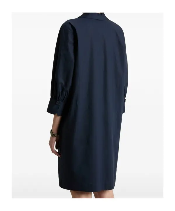 Woolrich V-neck Poplin Dress With Long Sleeves