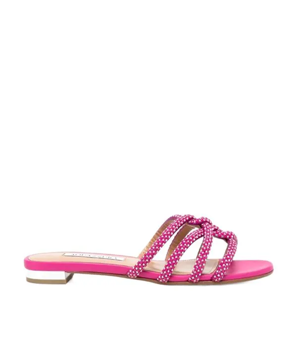 AQUAZZURA Moondust Embellished Slip-on Slides