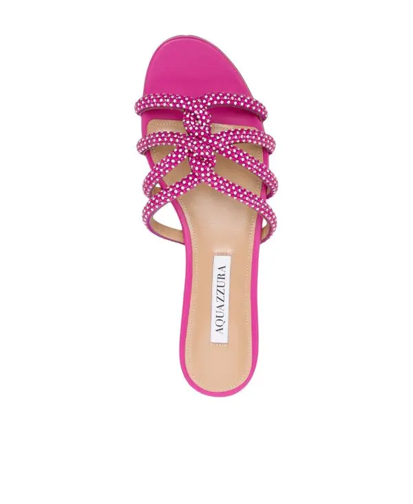 AQUAZZURA Moondust Embellished Slip-on Slides