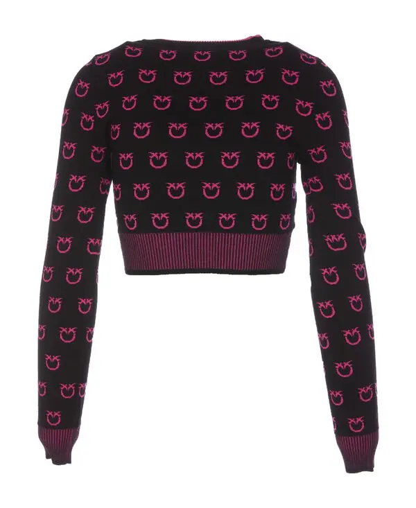 Pinko Intarsia-knit Cropped Jumper
