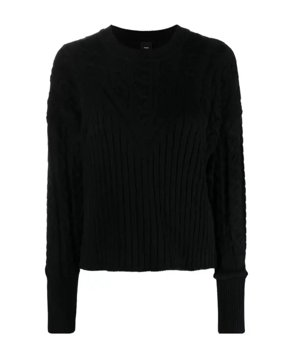 Pinko Armadillo Crewneck Ribbed-knit Jumper - Black