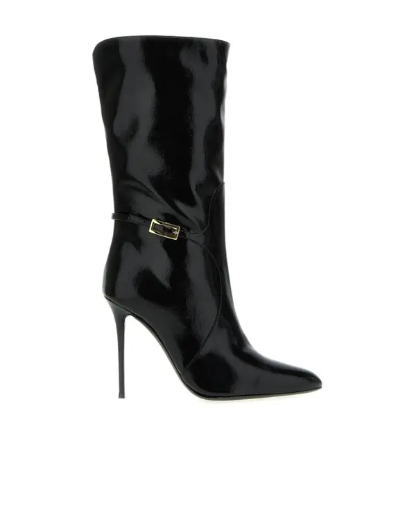 GIUSEPPE ZANOTTI Frannie Pointed-toe Buckle Detailed Boots - Black
