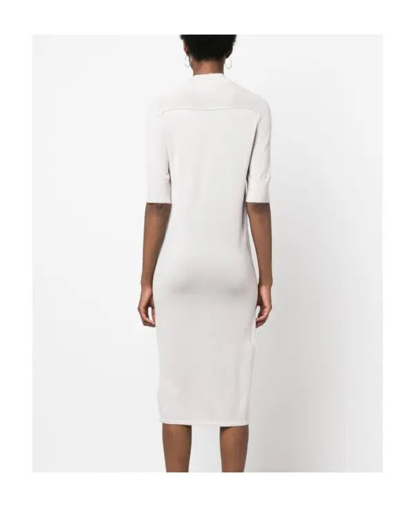 Calvin Klein High Neck Ribbed Knit Midi Dress