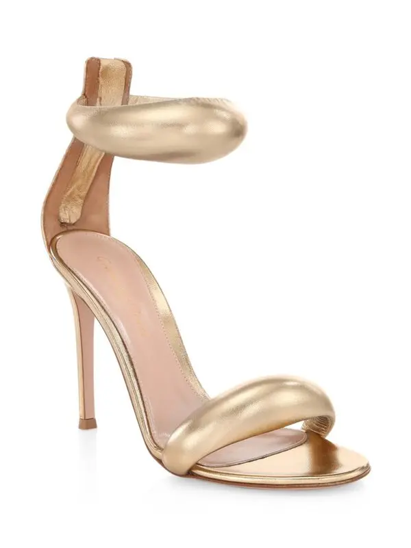 GIANVITO ROSSI Metallic Leather Strap Sandals