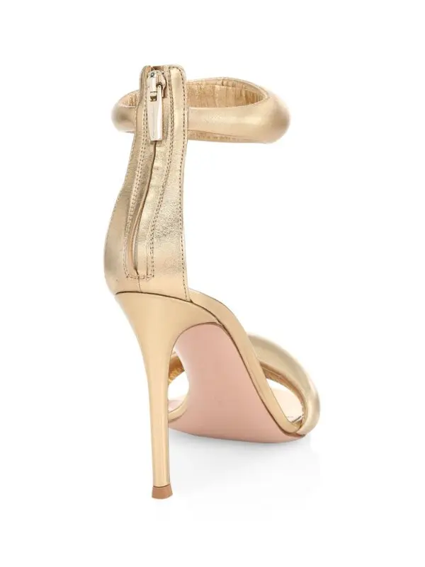 GIANVITO ROSSI Metallic Leather Strap Sandals