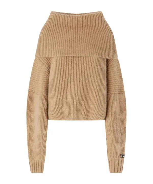 Pinko Sphynx Roll Neck Knitted Jumper - Beige