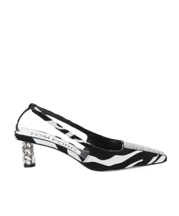 TOM FORD Zebra-print Slingback Pumps - Black