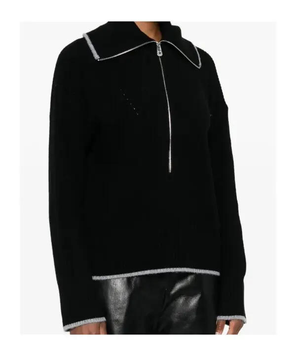 Pinko Zip-front Ribbed Knit Sweater