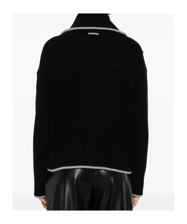 Pinko Zip-front Ribbed Knit Sweater