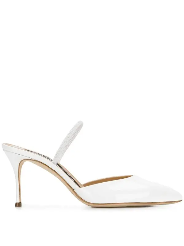 SERGIO ROSSI Godiva Leather Heel Pumps - White
