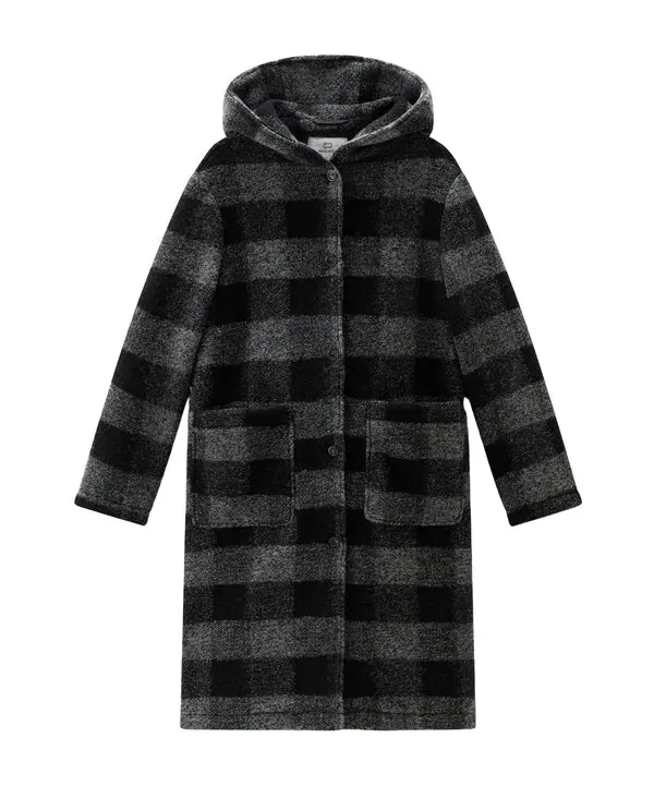 Woolrich Checked Hooded Wool-blend Coat
