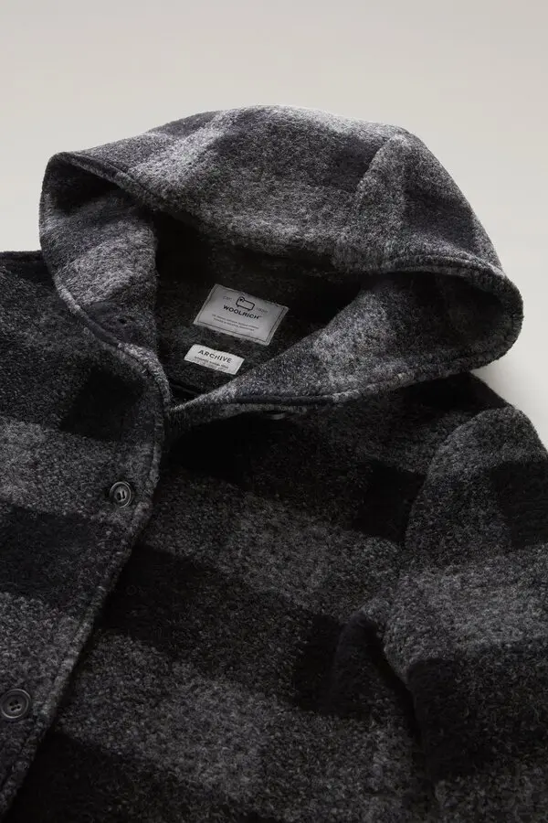 Woolrich Checked Hooded Wool-blend Coat