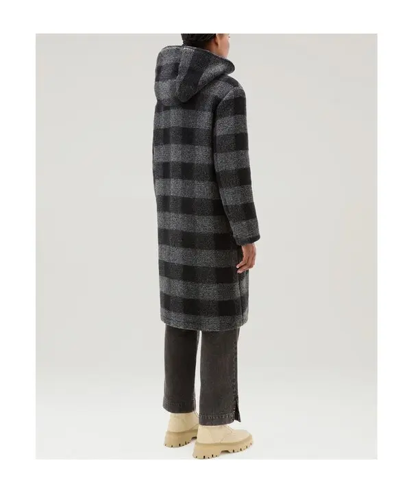 Woolrich Checked Hooded Wool-blend Coat