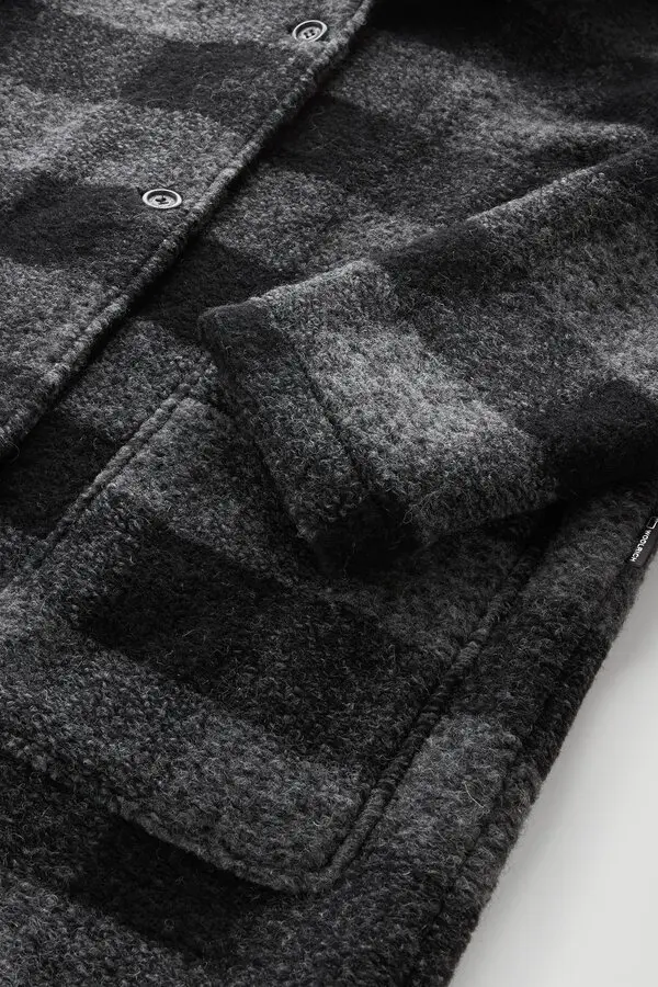 Woolrich Checked Hooded Wool-blend Coat