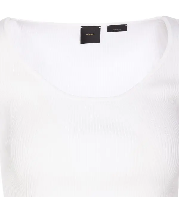 Pinko U-neck Ribbed-knit Top