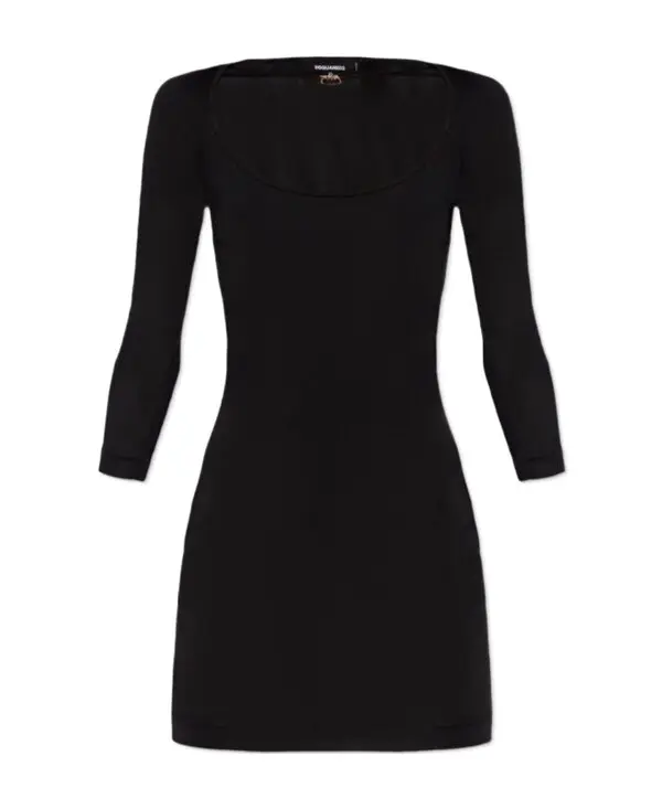Dsquared2 Crewneck Mini Dress With Decorative Neckline Detail