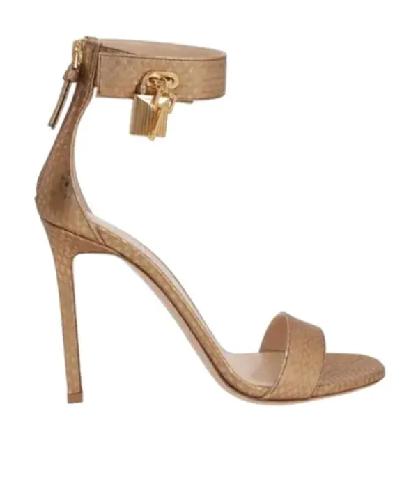TOM FORD Padlock Detailed Ankle Strap Sandals - Brown
