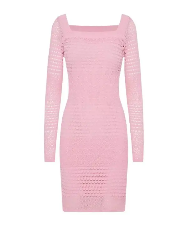 TOM FORD Open-knit Square-neck Minidress - Pink