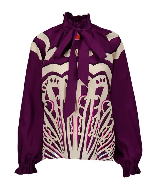 La DoubleJ Cerere Geometric-print Silk Blouse