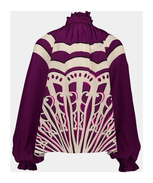La DoubleJ Cerere Geometric-print Silk Blouse