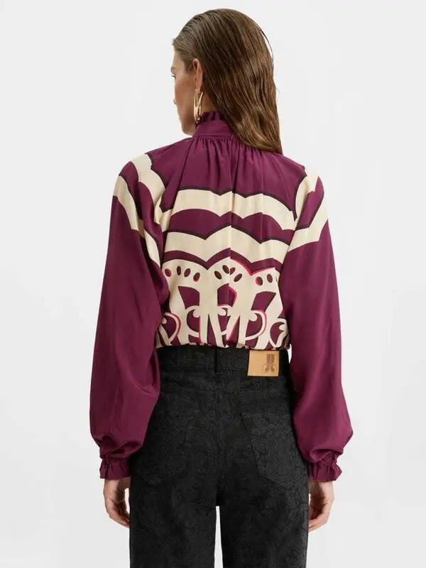 La DoubleJ Cerere Geometric-print Silk Blouse