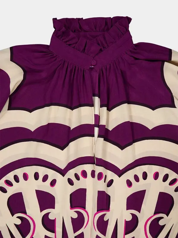 La DoubleJ Cerere Geometric-print Silk Blouse