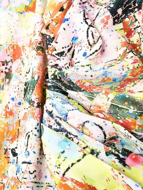 Dsquared2 Abstract-print Gathered-detail Midi Dress