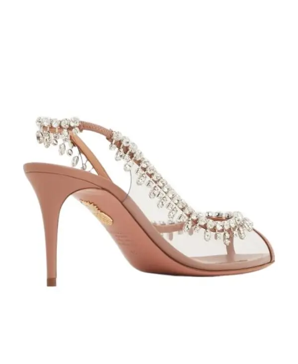AQUAZZURA Temptation Crystal 75mm Slingback Pumps