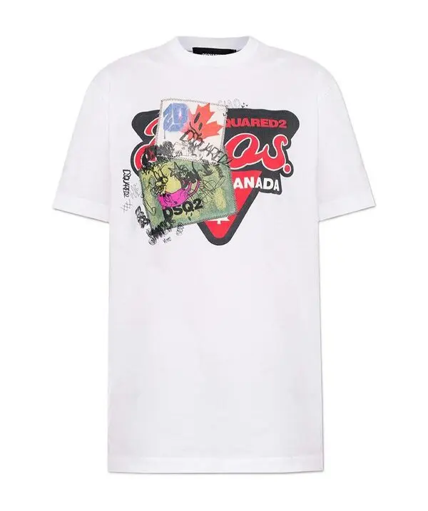 Dsquared2 Graphic Printed Crewneck T-shirt - White