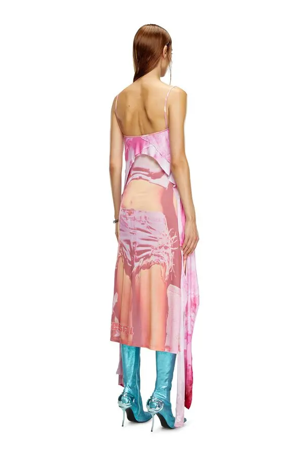 DIESEL® D-malory-long Asymmetric Overlay Midi Dress