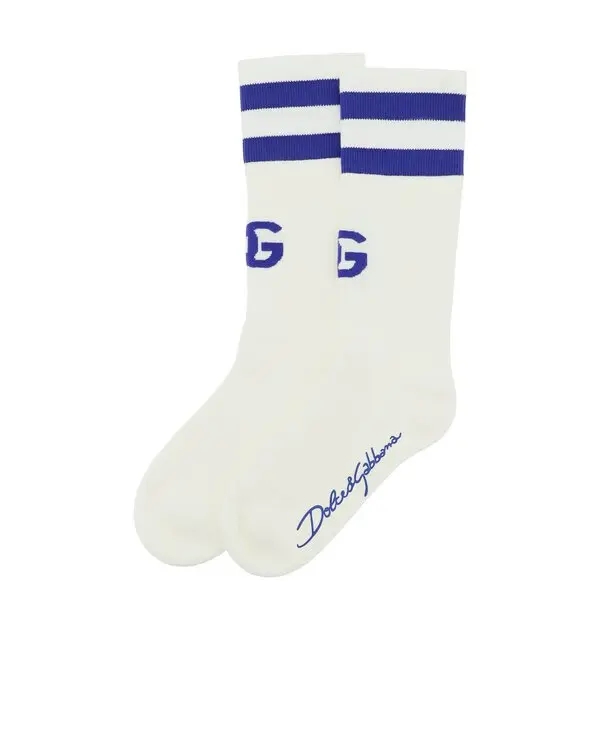 Dolce & Gabbana Dg Logo Stripe Crew Socks
