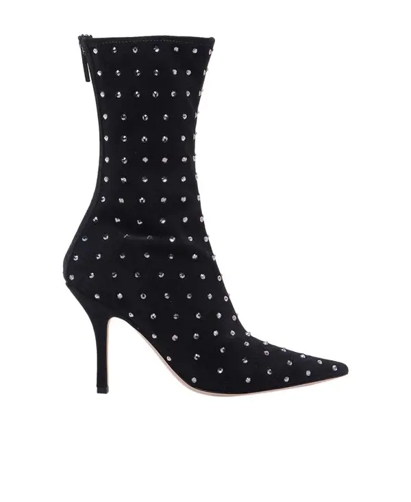 Paris Texas 100mm Crystal-embellished Pointed Boots - Black
