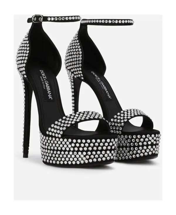 Dolce & Gabbana Dolce Gabbana Embellished Satin Platform Sandals