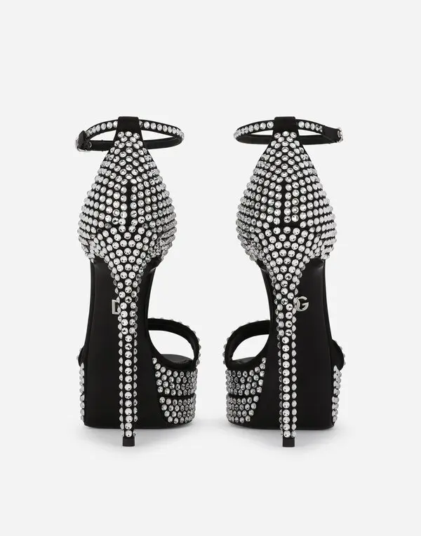 Dolce & Gabbana Dolce Gabbana Embellished Satin Platform Sandals