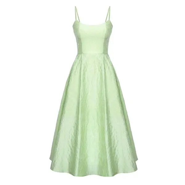 POST MERIDIEM Lime Jacquard Fitted Corset Bustier Dress - Green