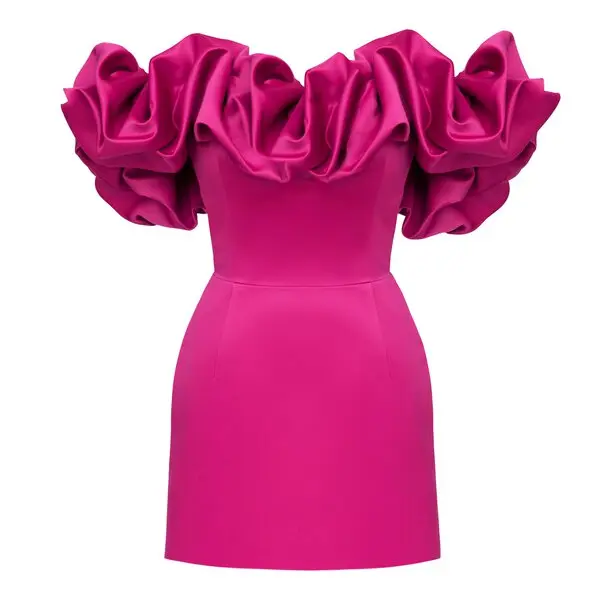 POST MERIDIEM Fuchsia Meringue Mini Dress - Red