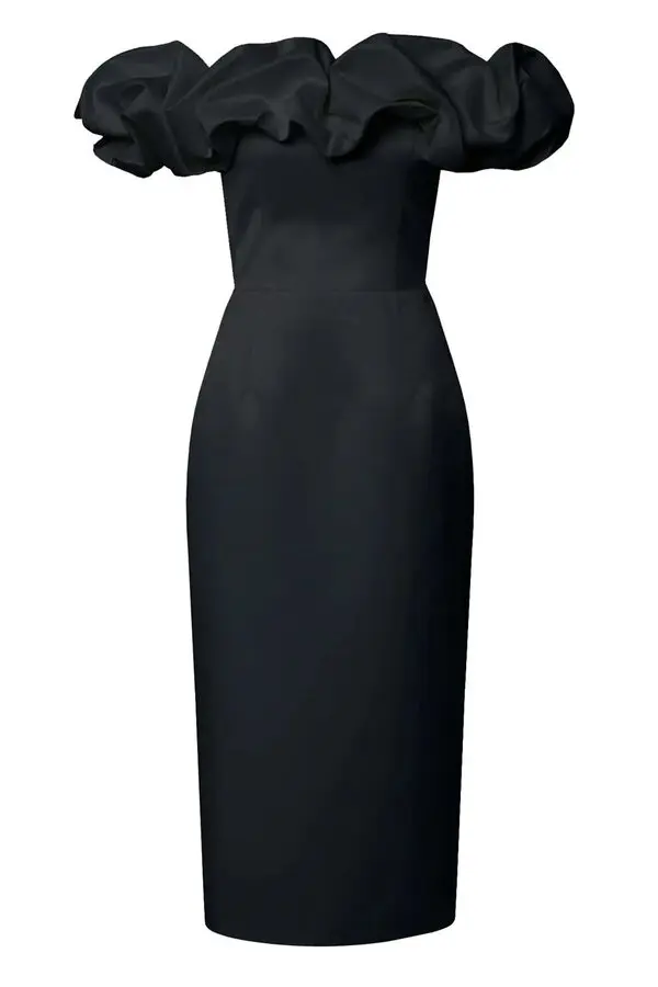 POST MERIDIEM Meringue Midi Dress - Black