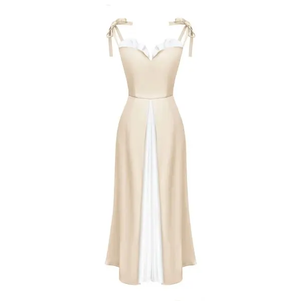 POST MERIDIEM Neutrals Cream Flowy Slit Midi Dress - White