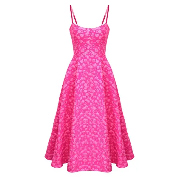 POST MERIDIEM Fuchsia Jacquard Fitted Corset Bustier Dress - Pink