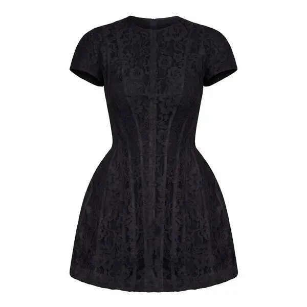 POST MERIDIEM Lace Dress With Sculpted Silhouette - Black